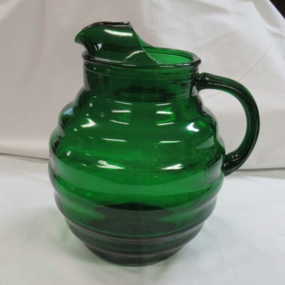40s 50s 60s Glass | Dining | Anchor Hocking Glass Forest Green Ripple ...